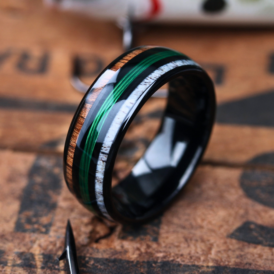 Bassmaster Catch - Men's Fishing Line Ring / Men's Wedding Band With ...