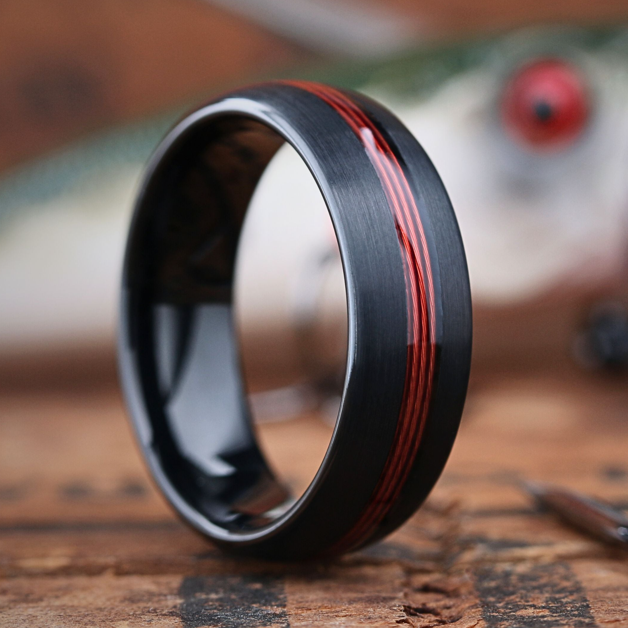 Mackinac Marlin - Men's Red Fishing Line Wedding Ring – Northern Royal, LLC