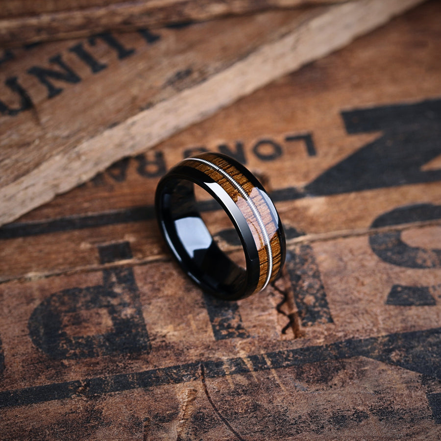 Troubadour - Men's Guitar String Wedding Band | Black Plated Tungsten ...