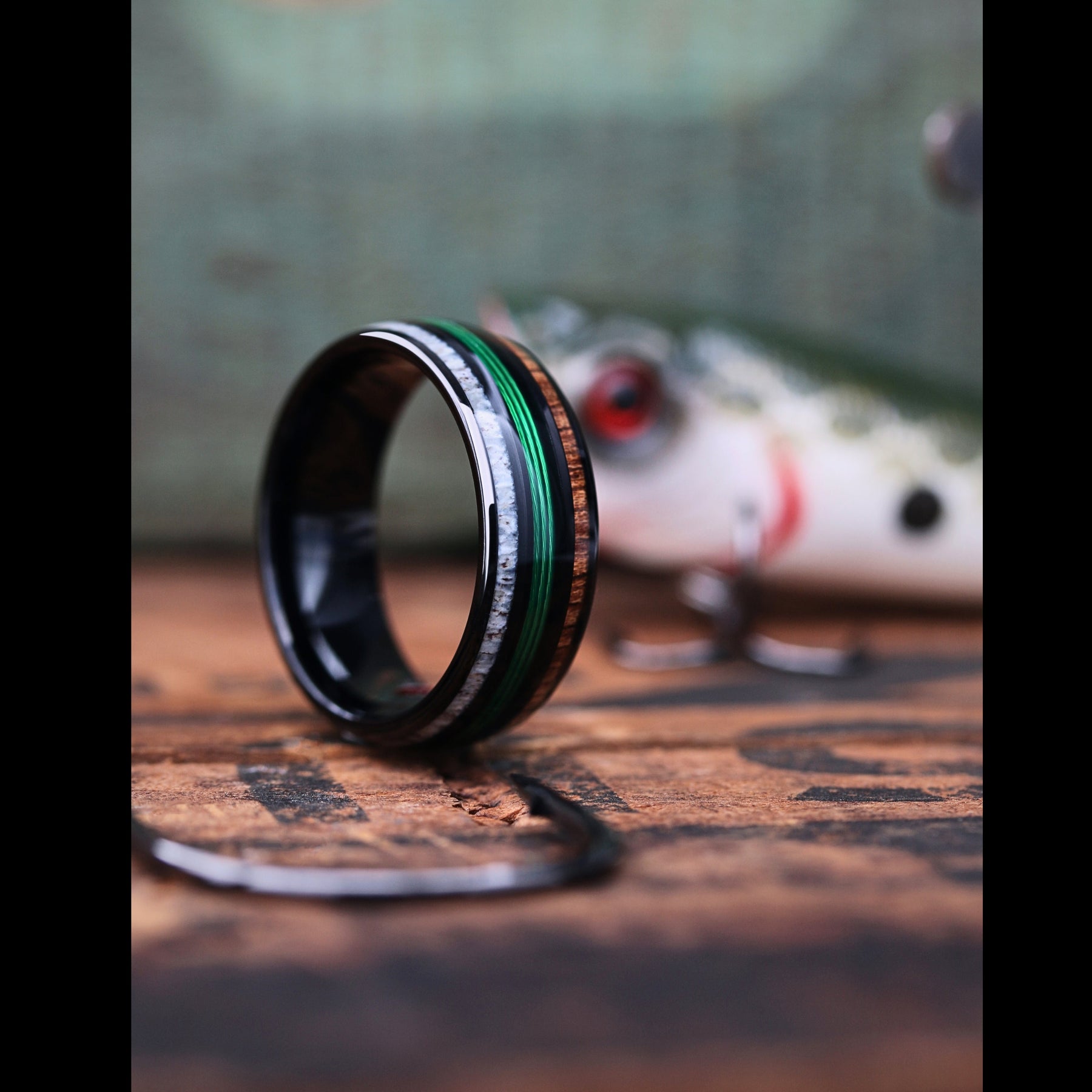 Bassmaster Catch - Men's Fishing Line Ring / Men's Wedding Band With ...