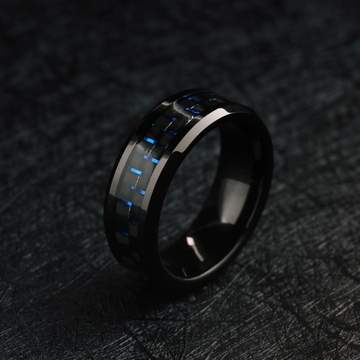 Carbon Core Blue - Men's Black and Blue Carbon Fiber Ring / Titanium ...