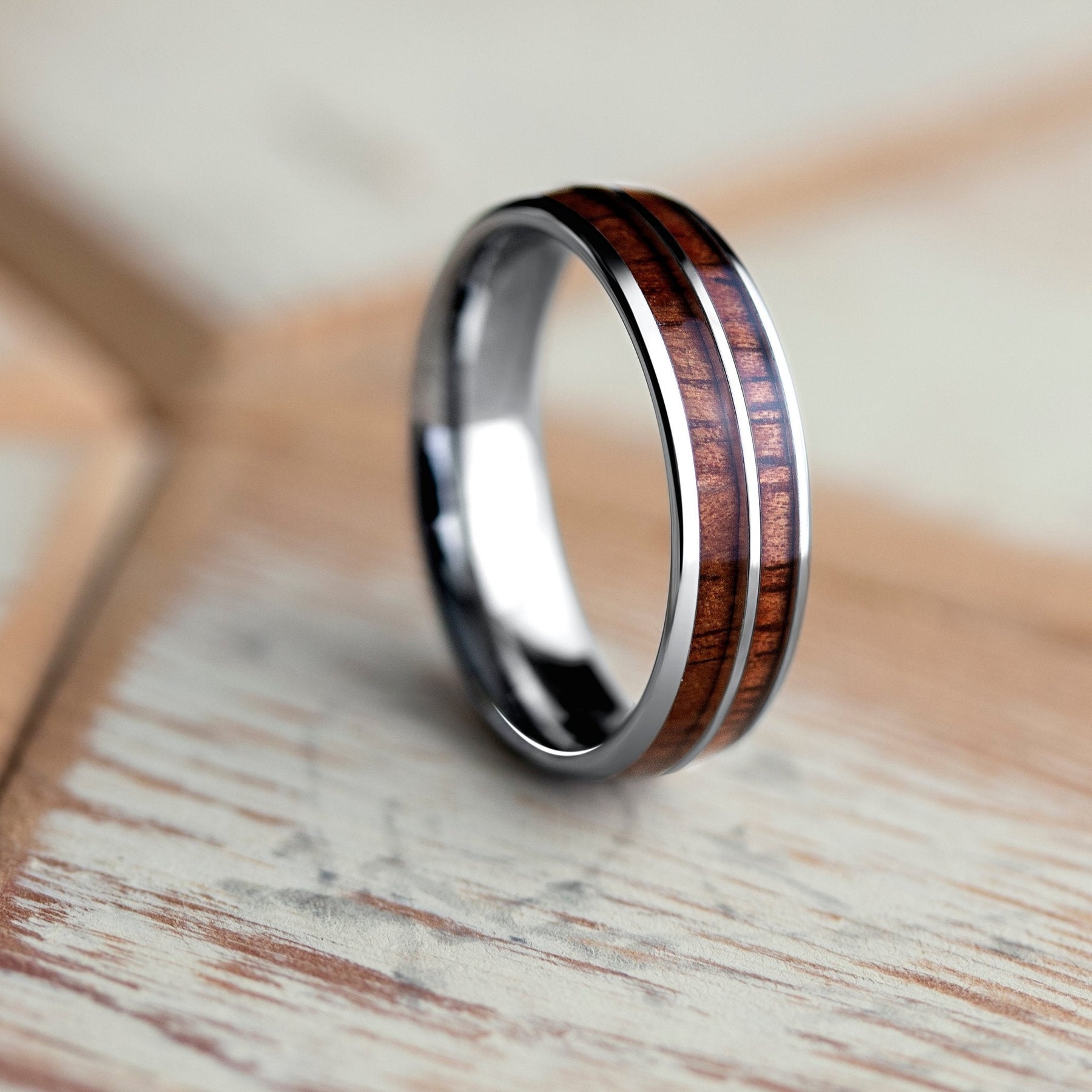 The Silver Wood Barrel Ring (6mm Width) | Whiskey Barrel Ring ...